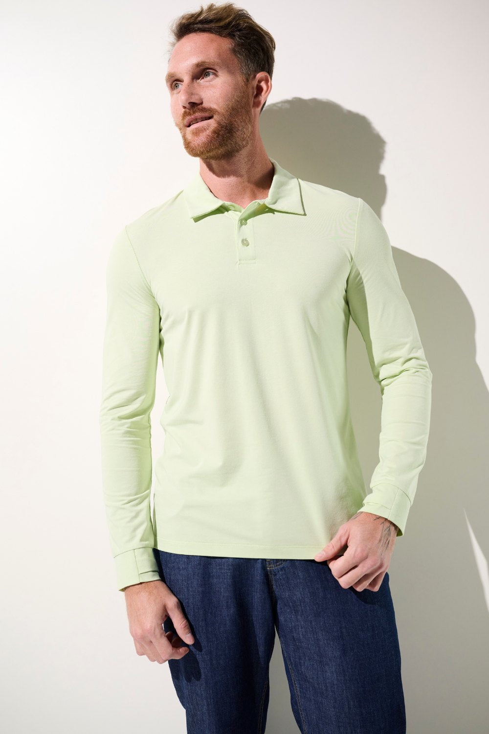 Polo anti-UV Maniche Lunghe Uomo Verde, Saint-Malo, UPF 50+– Ker Sun Italia